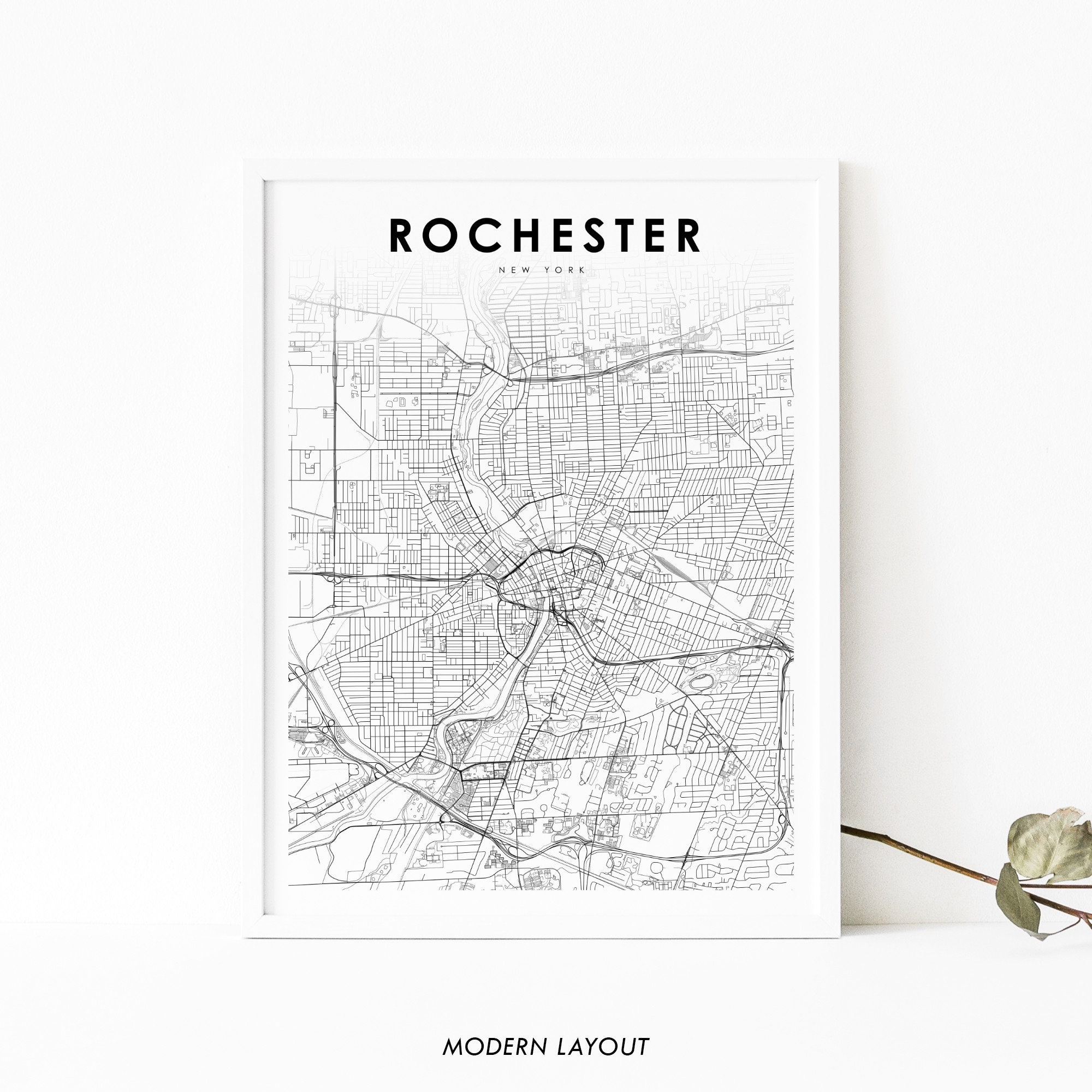 Downtown Rochester NY Map Print New York USA Map Art Poster | Etsy