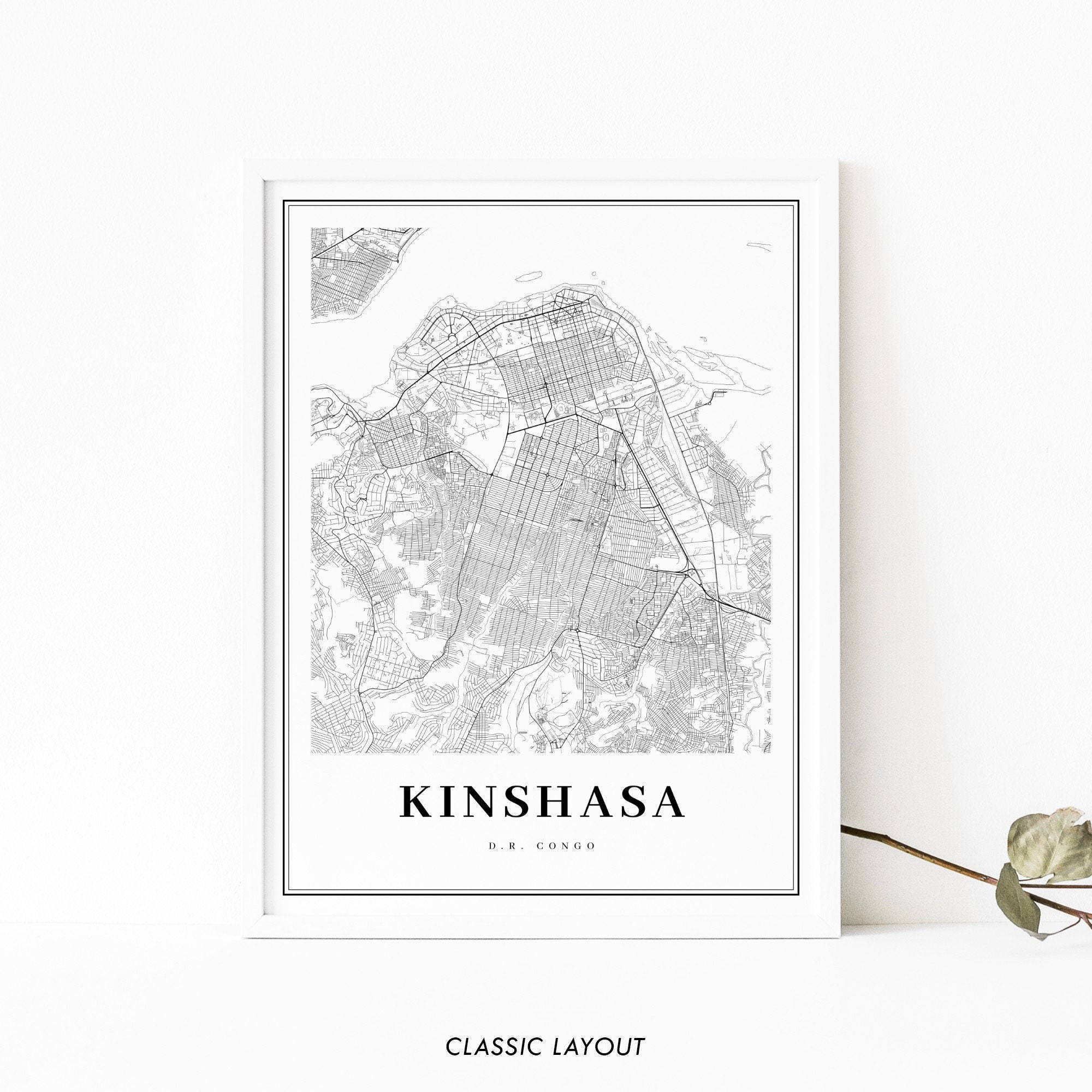 Kinshasa DR Congo Map Print Map Art Poster Léopoldville DRC | Etsy