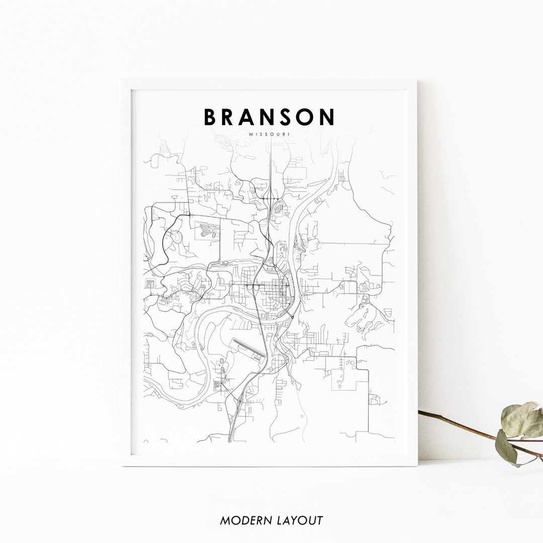 Branson MO Map Print, Missouri USA Map Art Poster, Taney Stone County ...
