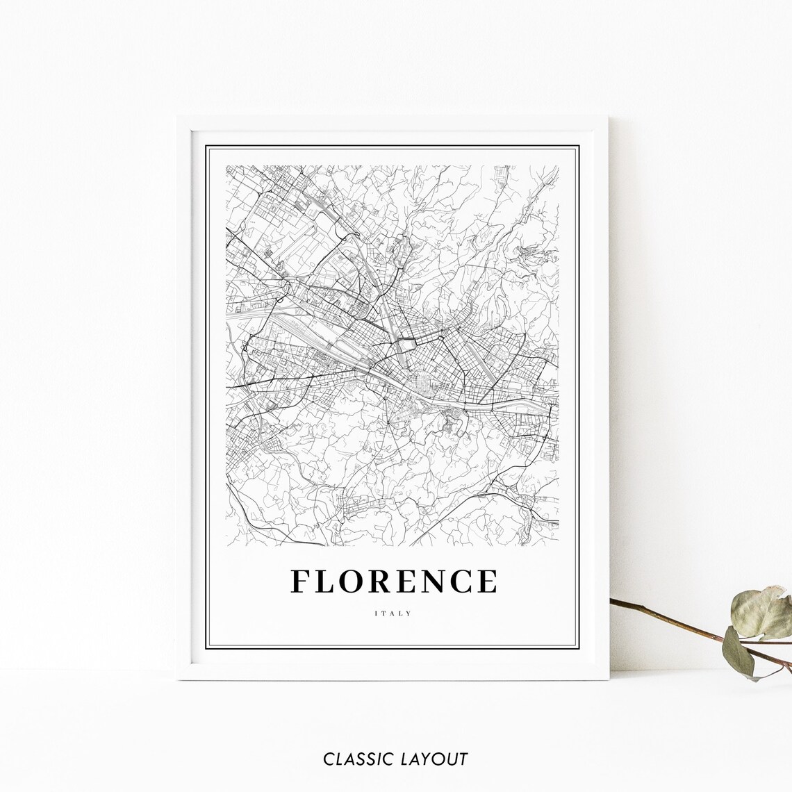 Florence Italy Map Print, Map Art Poster, Firenze Tuscany Italia, City ...