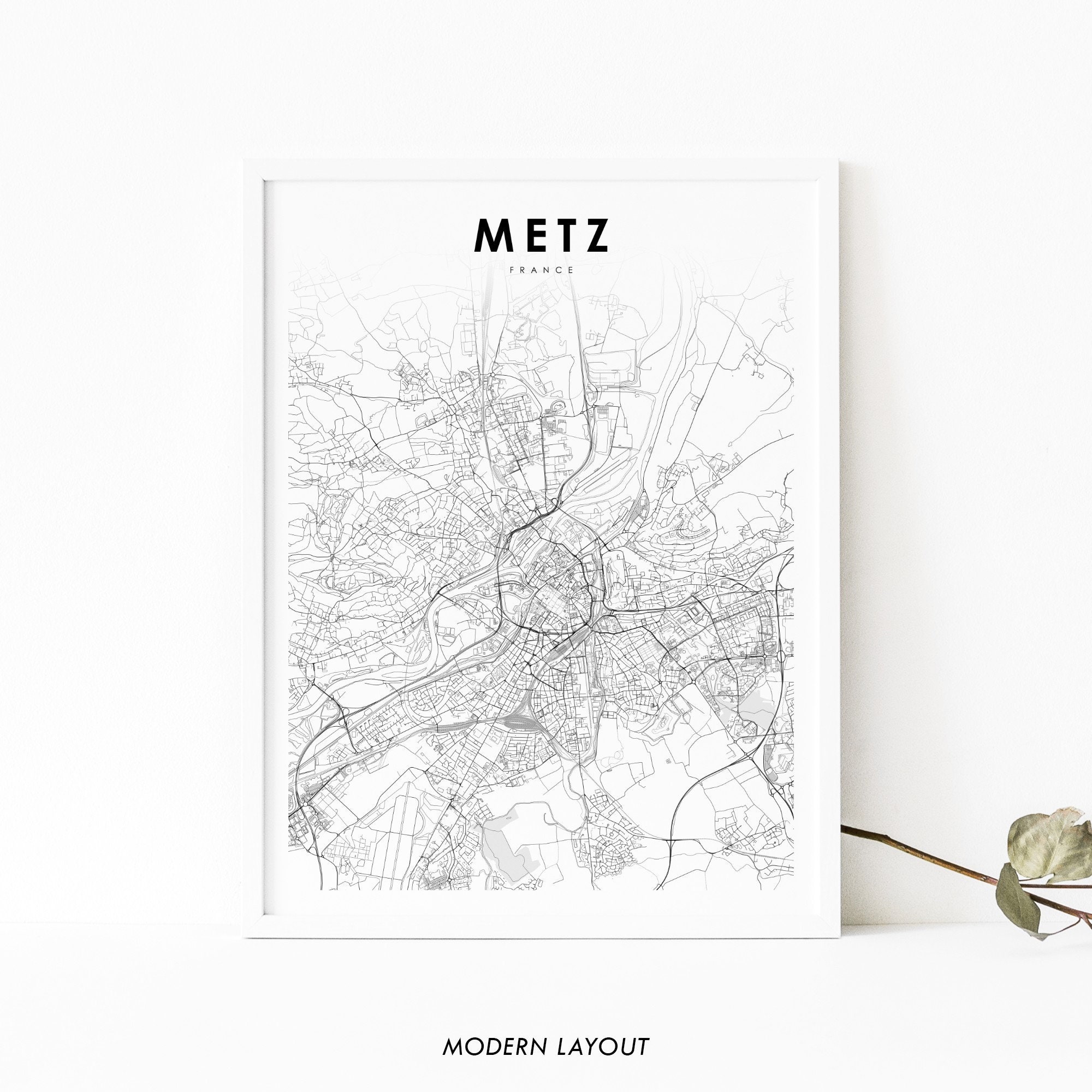 Buy Metz France Map Print, Map Art Poster, Grand Est Moselle Lorraine ...