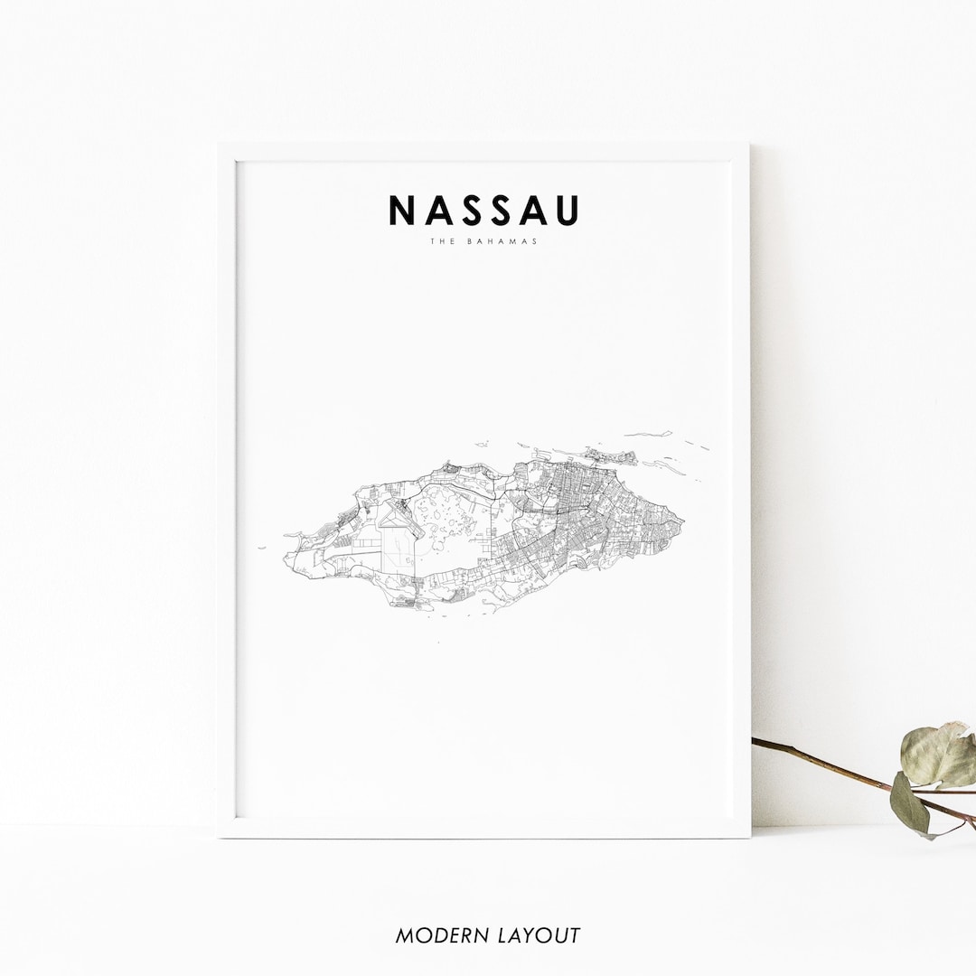 Nassau the Bahamas Map Print, New Providence, Map Art Poster, City ...