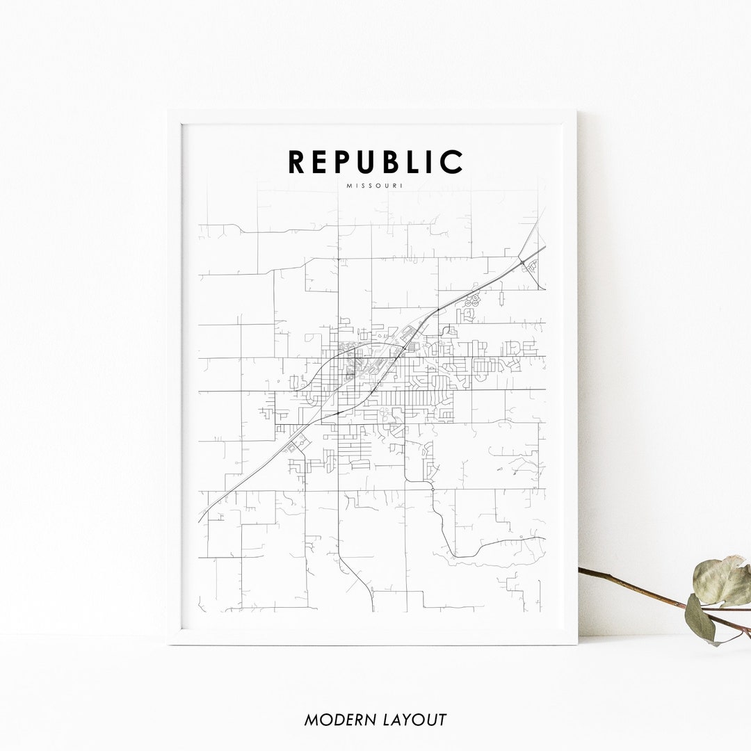 Republic MO Map Print, Missouri USA Map Art Poster, Springfield, City ...