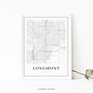 Longmont CO Map Print, Colorado USA Map Art Poster, Boulder Weld, City ...