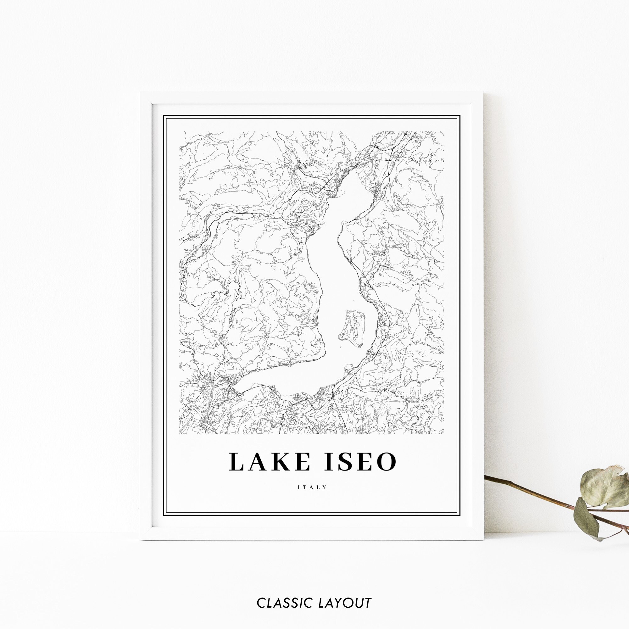 Lake Iseo Italy Map Print Map Art Poster Lago D'iseo | Etsy