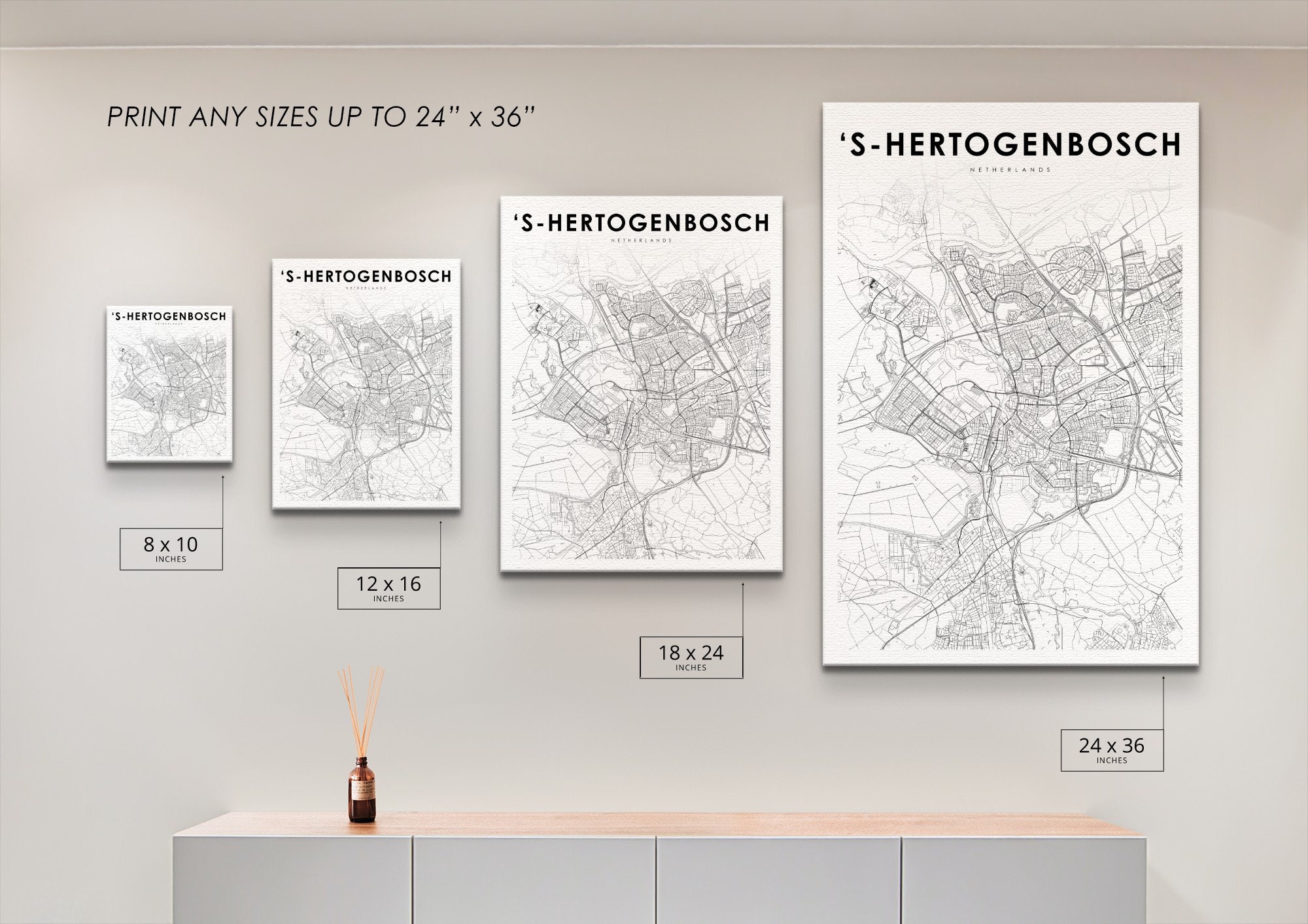 S-hertogenbosch Netherlands Map Print, Map Art Poster, Den Bosch City ...