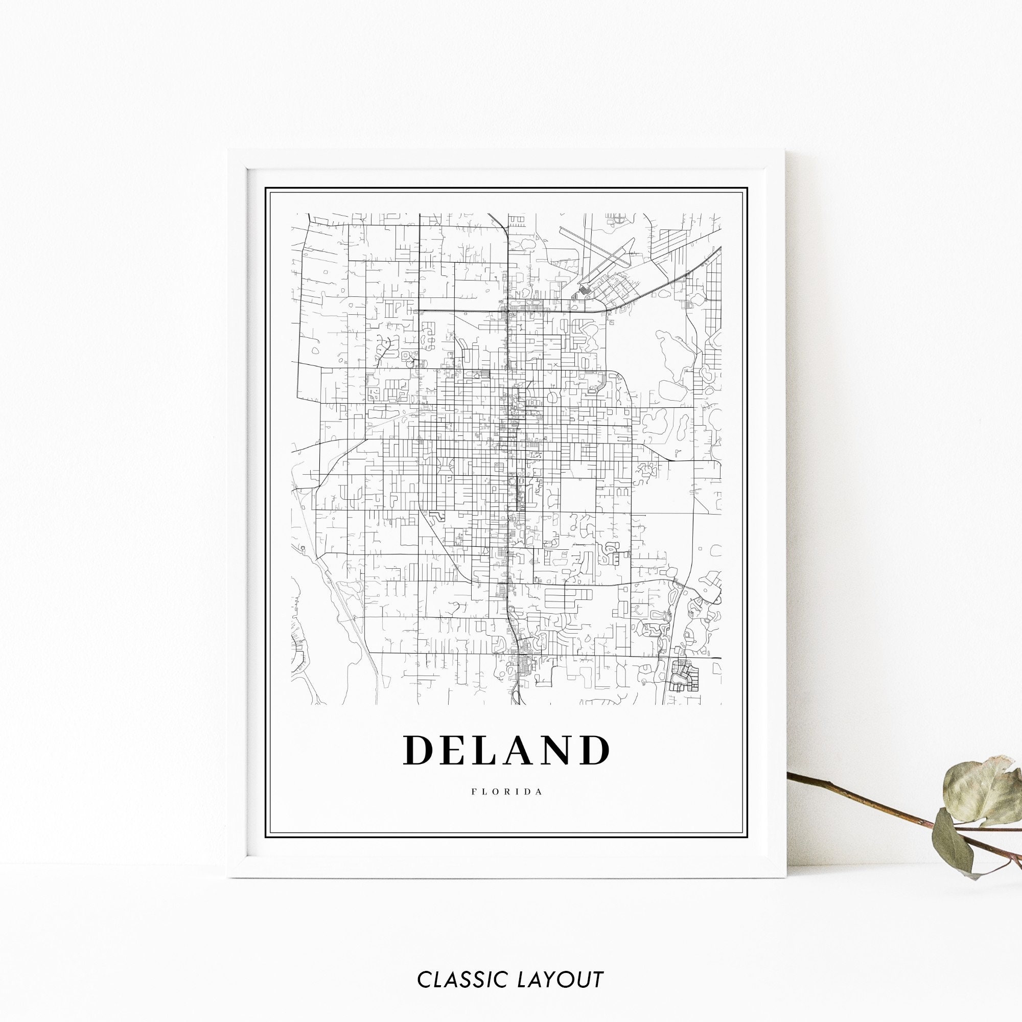DeLand FL Map Print Florida USA Map Art Poster Volusia | Etsy