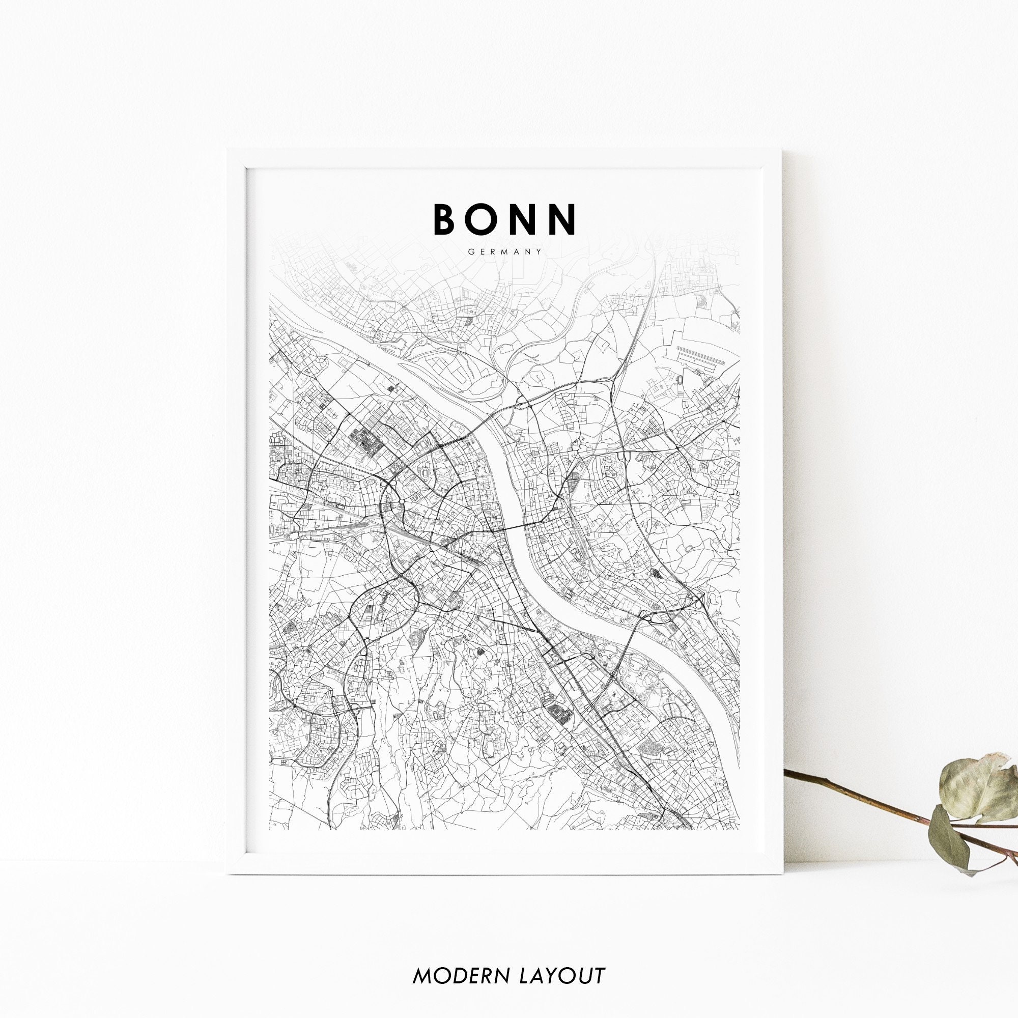 Bonn Germany Map Print Map Art Poster Cologne Deutschland | Etsy
