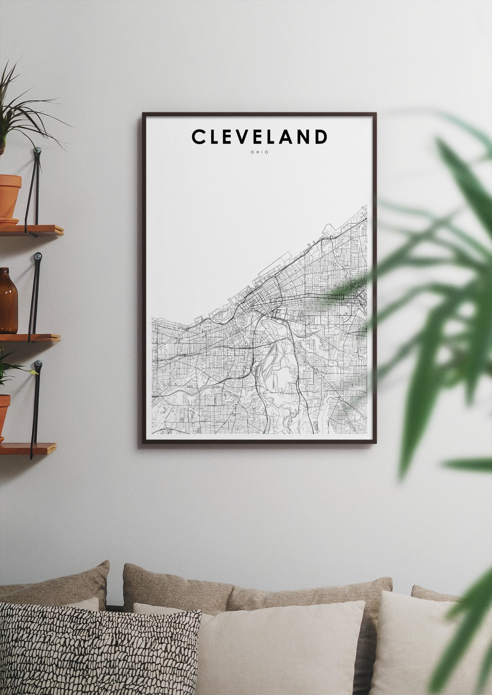 Cleveland OH Map Print, Ohio USA Map Art Poster, Cuyahoga County, City ...