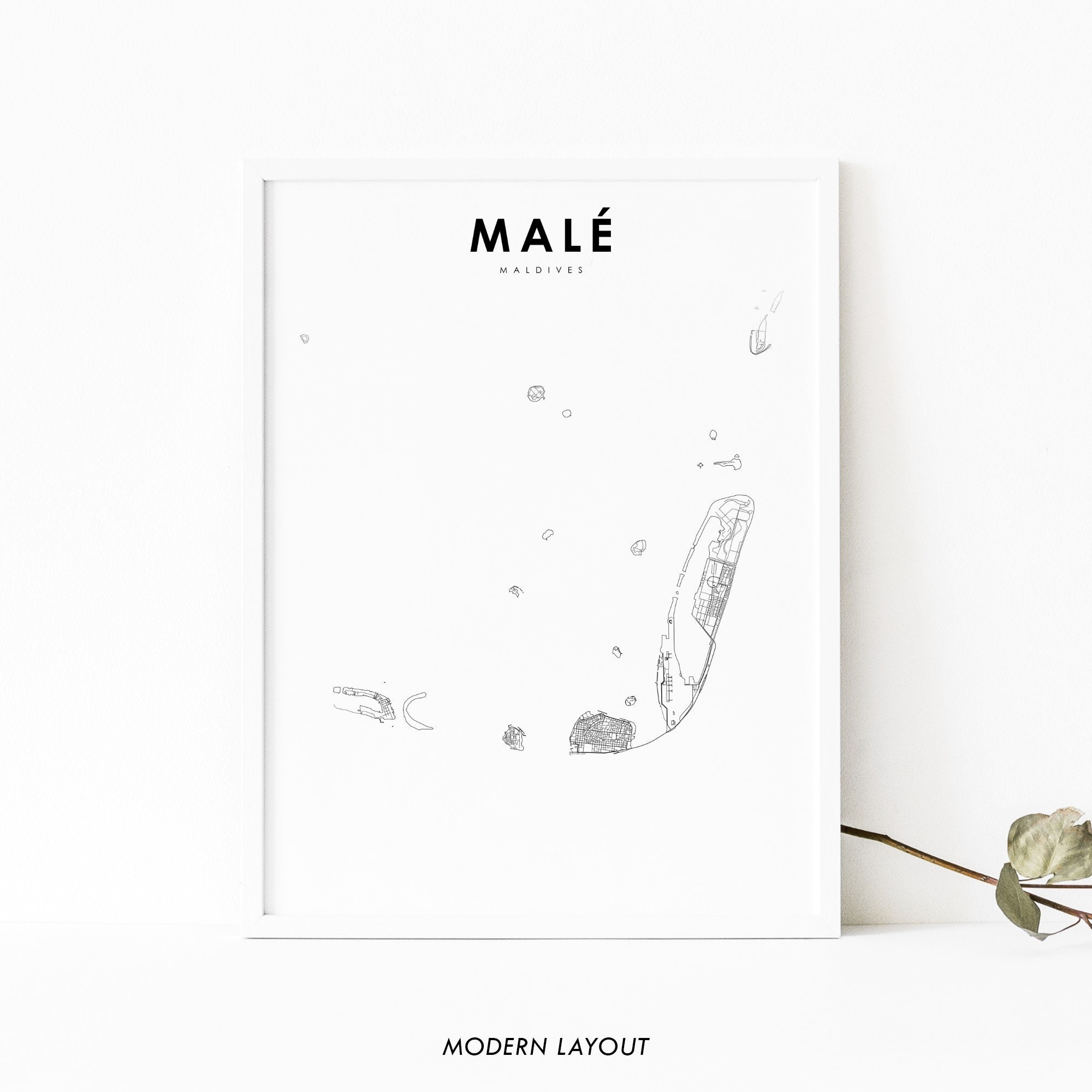 Male Maldives Map Print Malé Map Art Poster Mahal City | Etsy