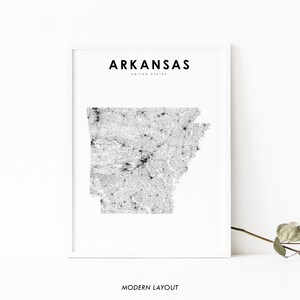 Arkansas Map Print, State Road Map Print, AR USA United States Map Art ...