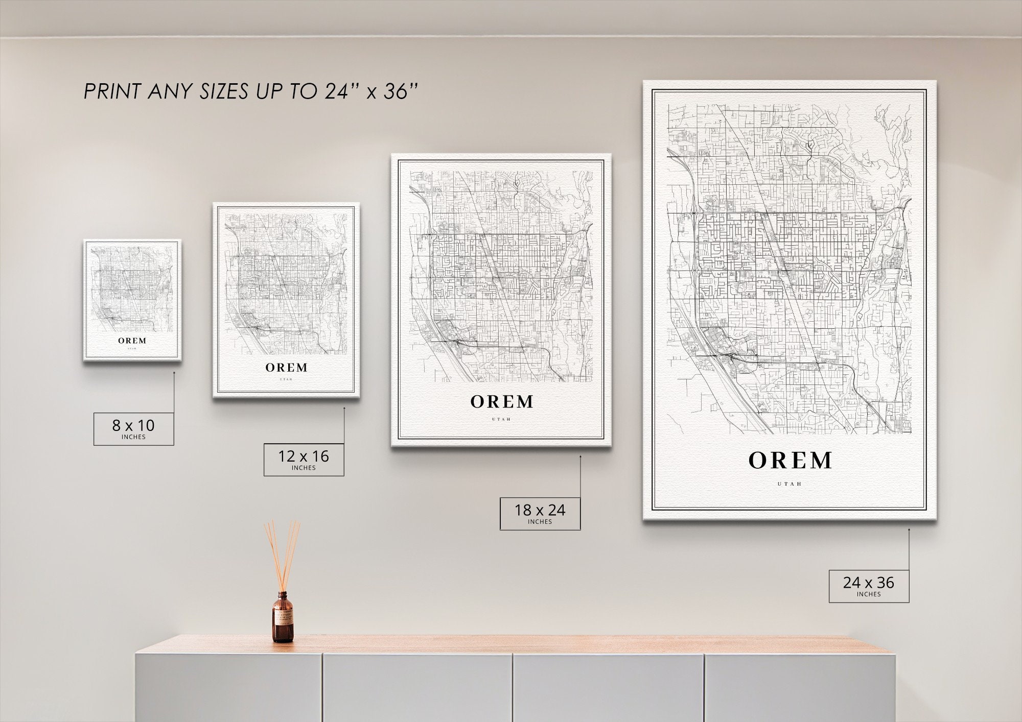 Orem UT Map Print, Utah USA Map Art Poster, Provo-orem Salt Lake City ...