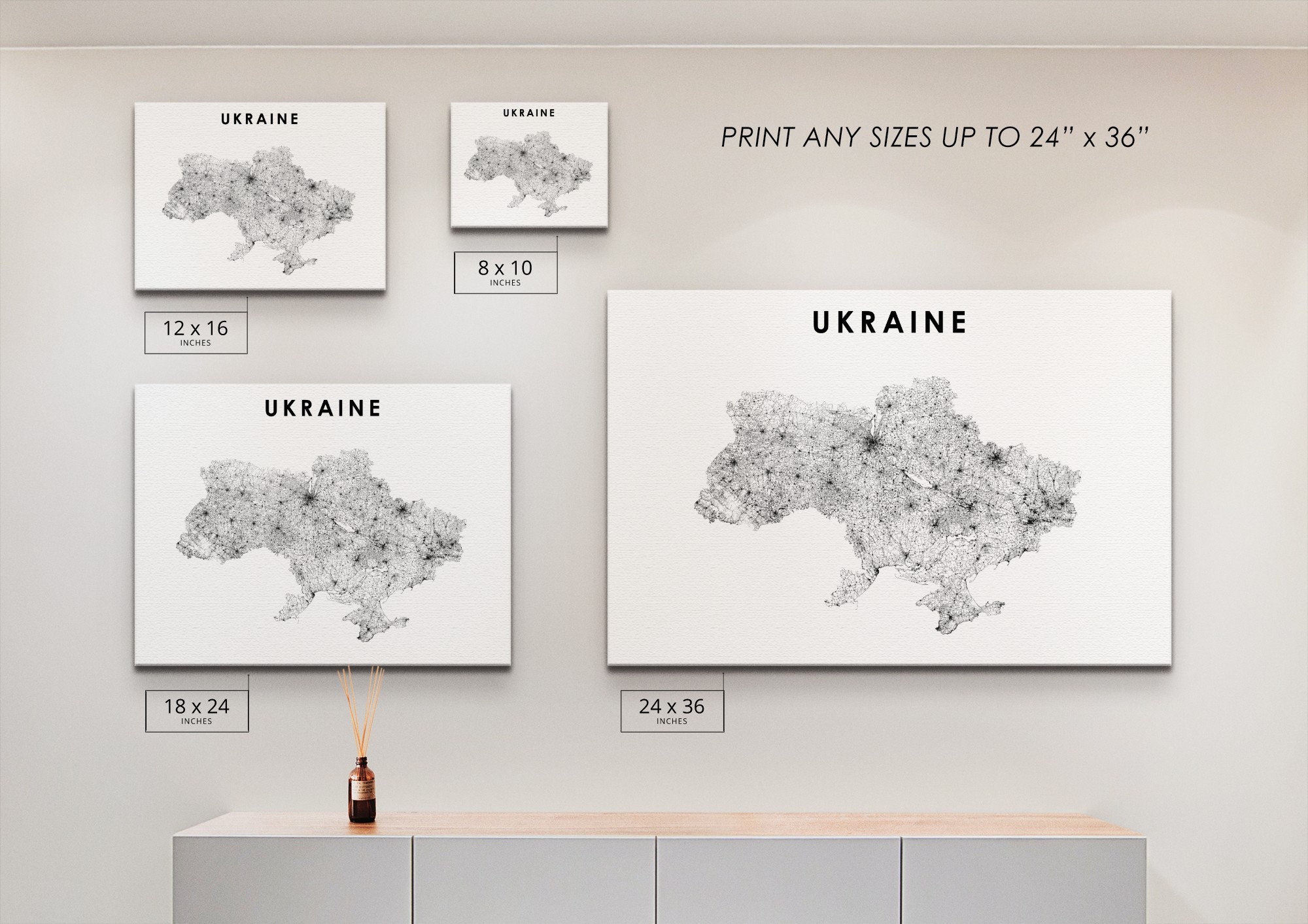 Ukraine Map Print, Country Map Art Poster, Україн Ukrayina City Road ...