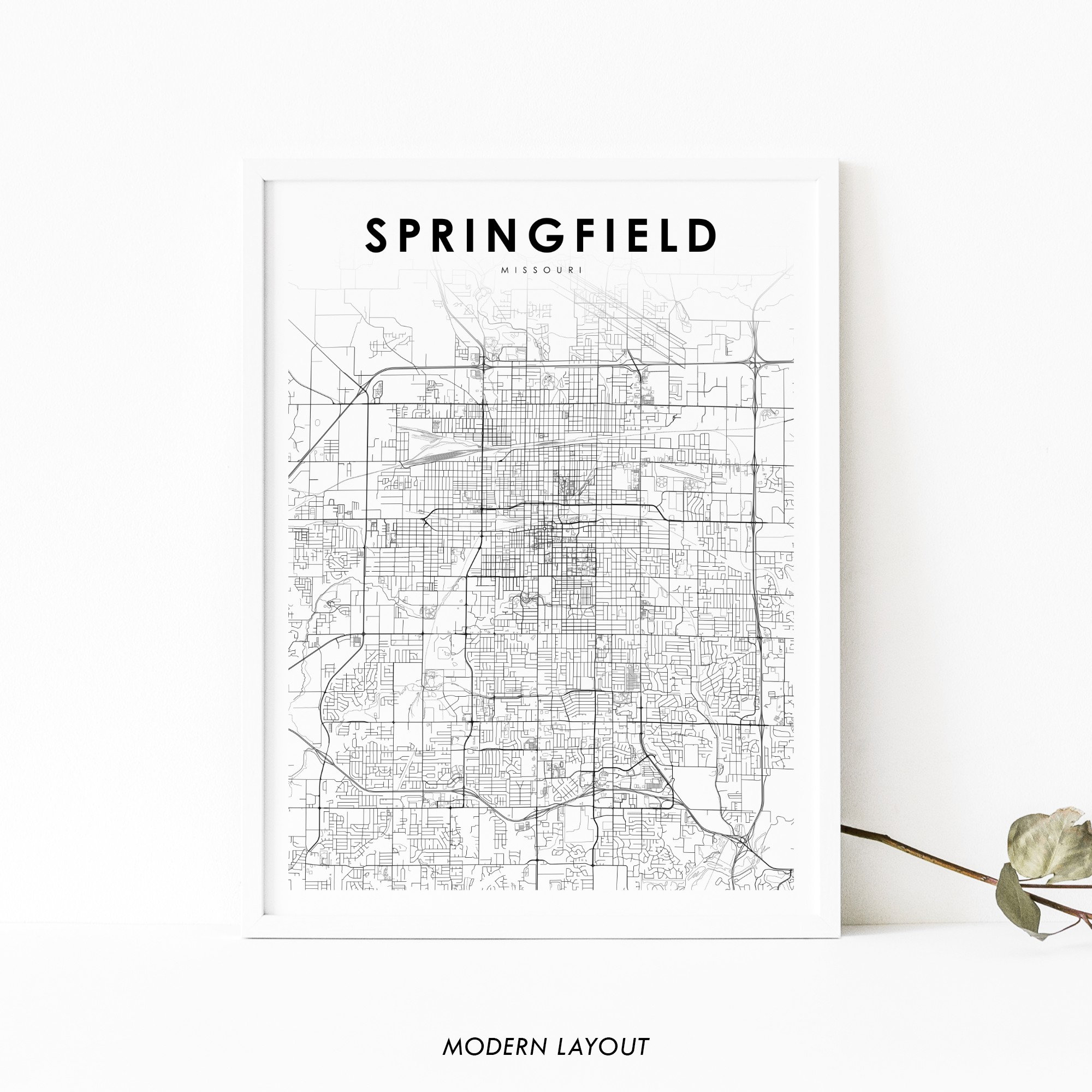 Springfield MO Map Print Missouri USA Map Art Poster City | Etsy
