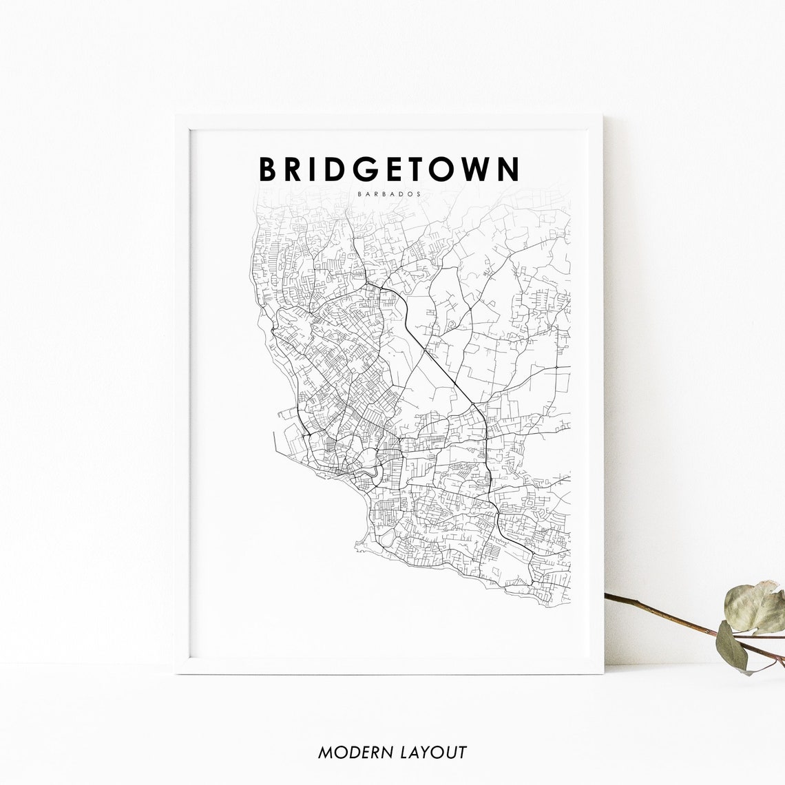 Bridgetown Barbados Map Print Map Art Poster Saint Michael | Etsy