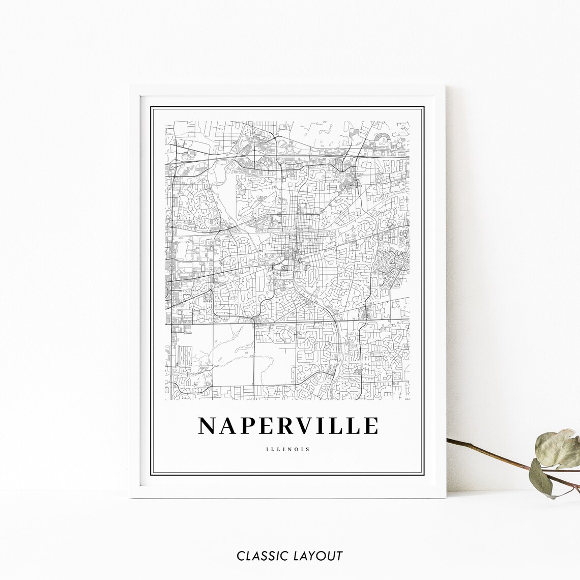 Naperville IL Map Print Illinois USA Map Art Poster City - Etsy