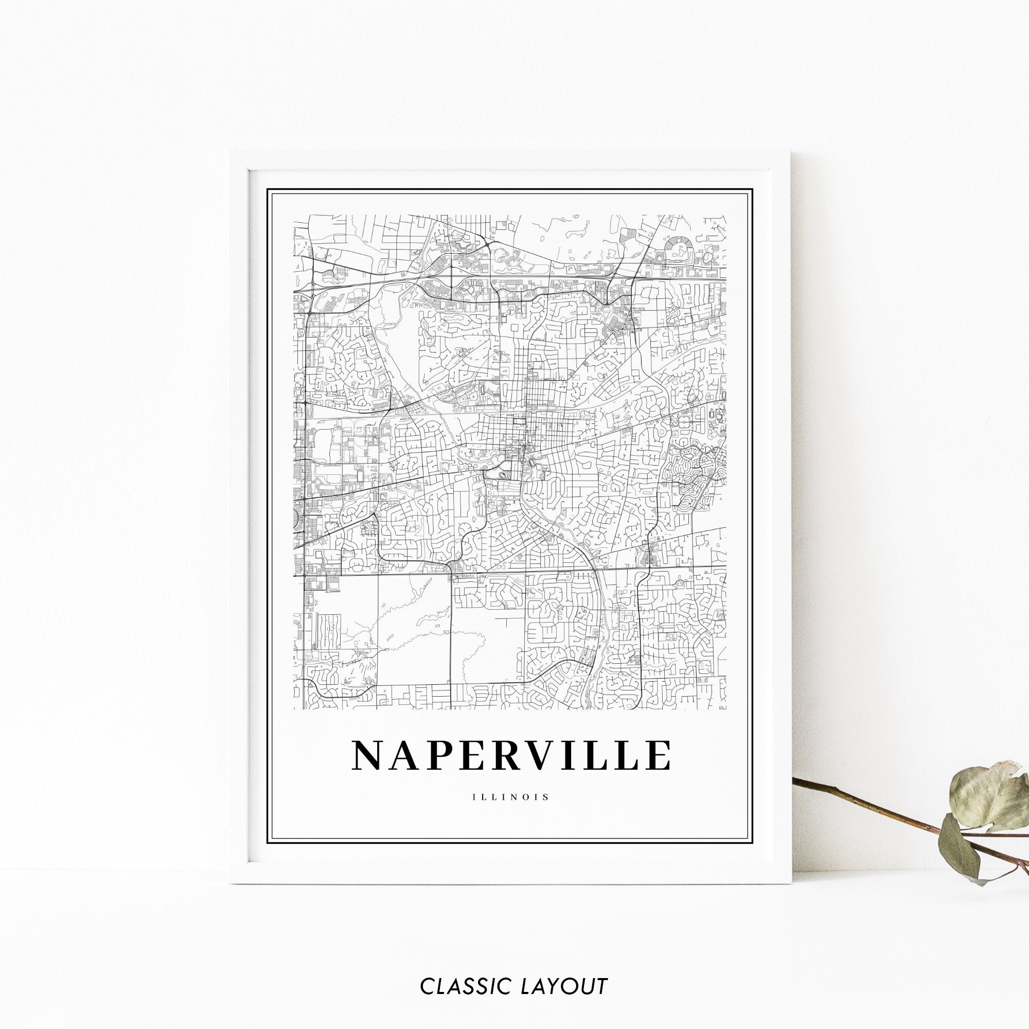 Naperville IL Map Print Illinois USA Map Art Poster City - Etsy