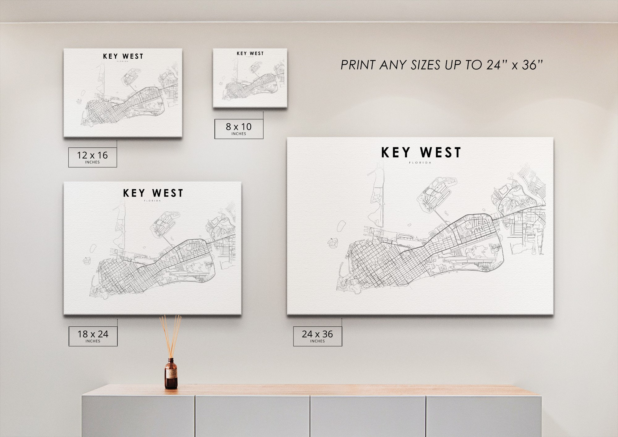 Key West FL Map Print Florida USA Map Art Poster Florida - Etsy