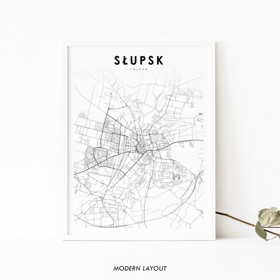Slupsk Poland Map Print Map Art Poster Słupsk Stolp Polska | Etsy