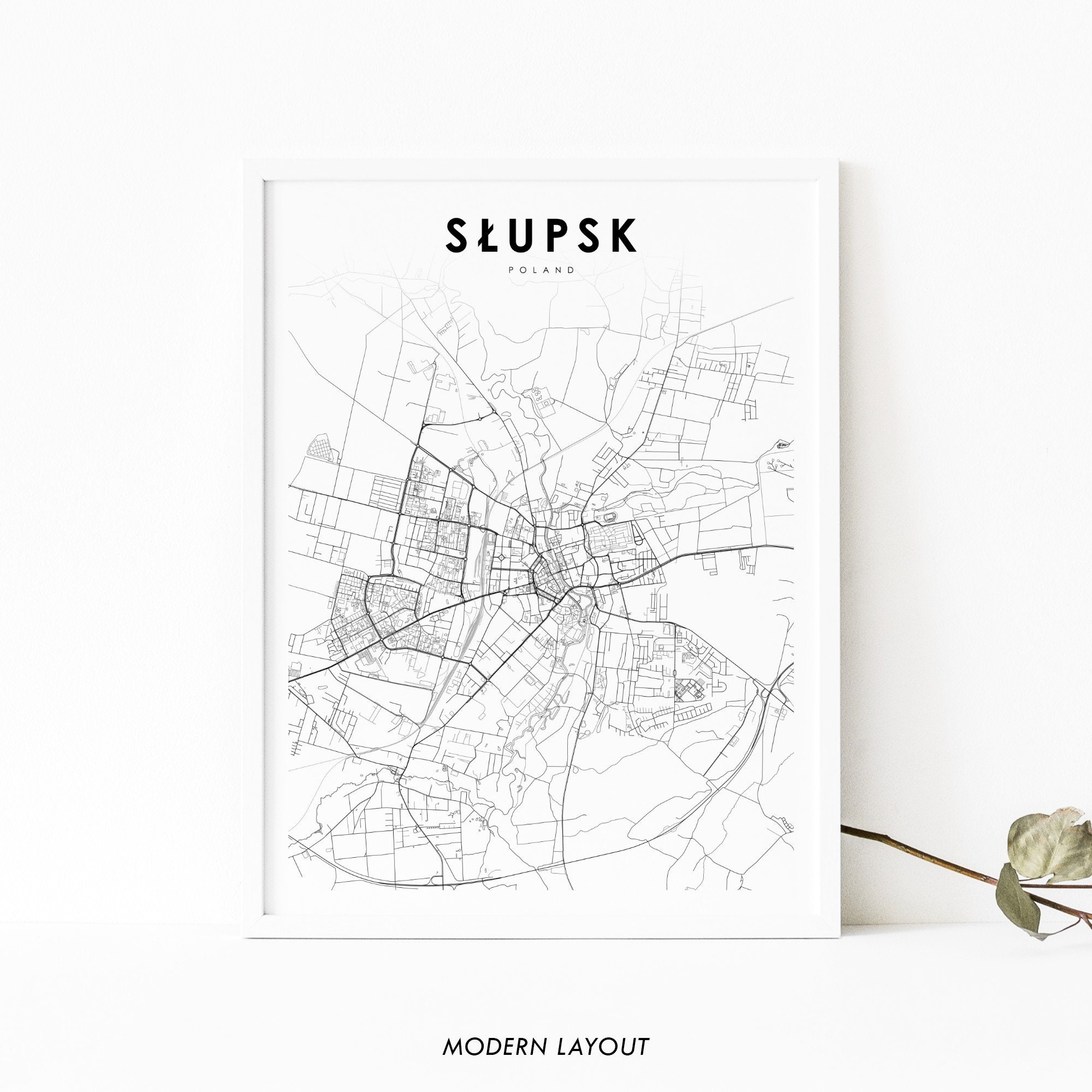 Slupsk Poland Map Print Map Art Poster Słupsk Stolp Polska | Etsy