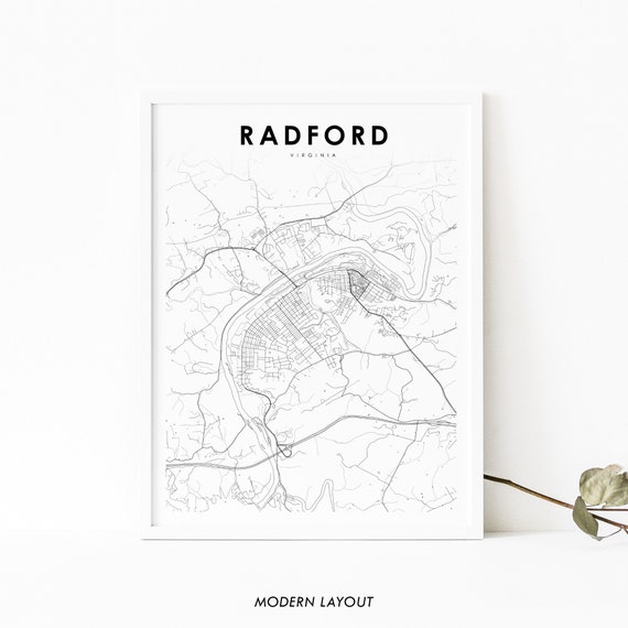 Radford VA Map Print Virginia USA Map Art Poster Montgomery - Etsy
