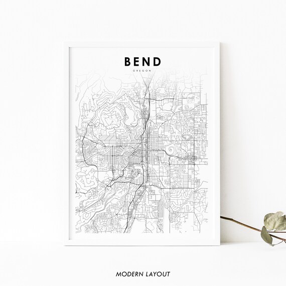 Bend OR Map Print Oregon USA Map Art Poster Deschutes - Etsy