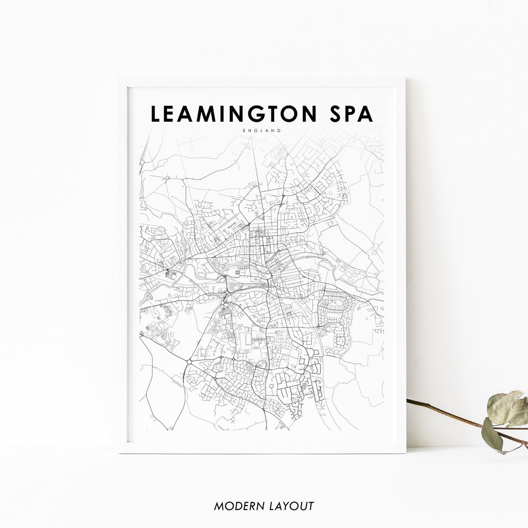 Royal Leamington Spa England UK Map Print, United Kingdom Map Art ...