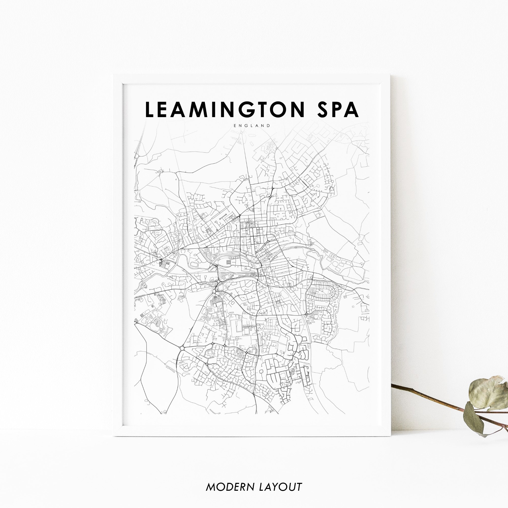 Royal Leamington Spa England UK Map Print United Kingdom Map | Etsy