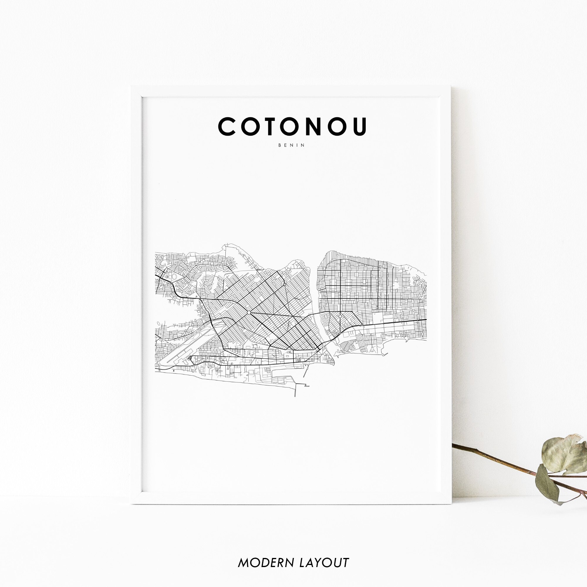 Cotonou Benin Map Print Country Map Art Poster Kutonou | Etsy