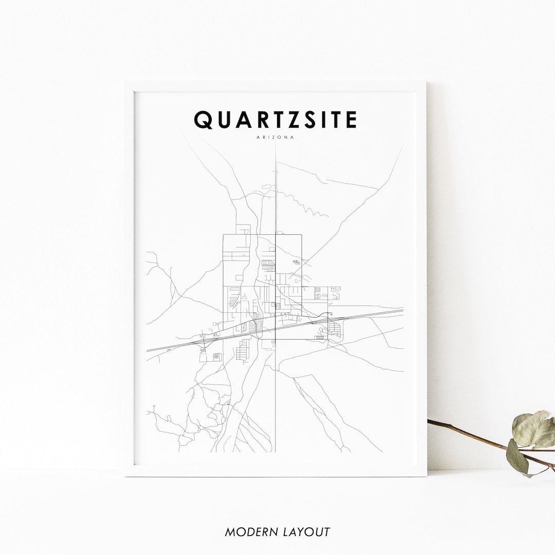 Quartzsite AZ Map Print, Arizona USA Map Art Poster, La Paz County City ...