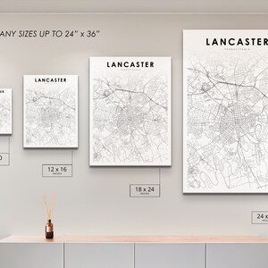 Lancaster PA Map Print, Pennsylvania USA Map Art Poster, City Street ...