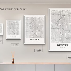 Denver CO Map Print, Colorado USA Map Art Poster, City Street Road Map ...