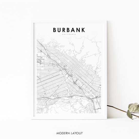 Burbank CA Map Print California USA Map Art Poster Los - Etsy