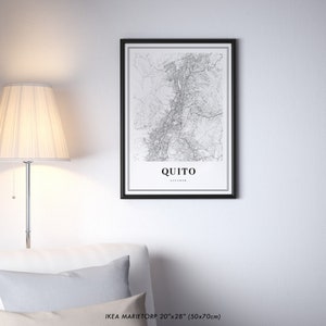 Quito Area Ecuador Map Print, Map Art Poster, Pichincha, City Street ...