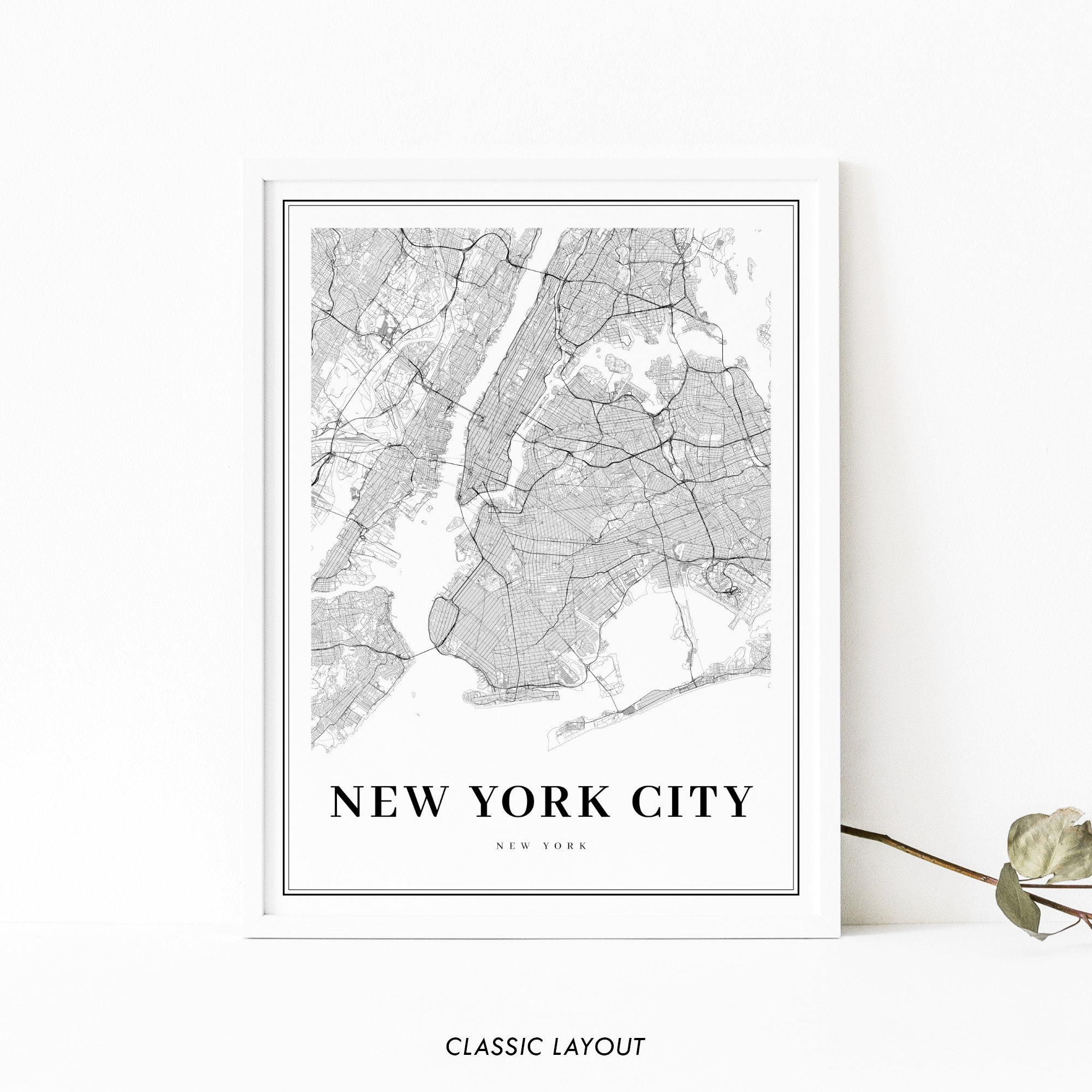 New York Area Map Print, New York City NYC NY USA Map Art Poster, City ...