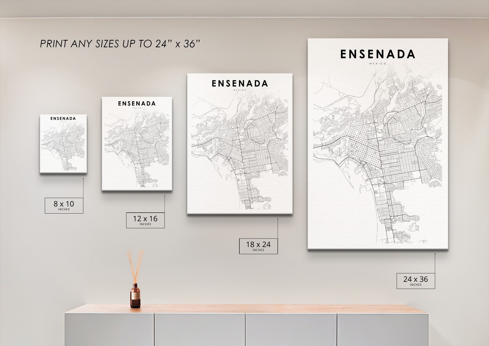Ensenada Mexico Map Print Map Art Poster Baja California | Etsy