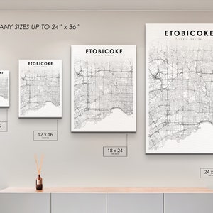 Etobicoke Toronto Map Print, Ontario ON Canada Map Art Poster, City ...