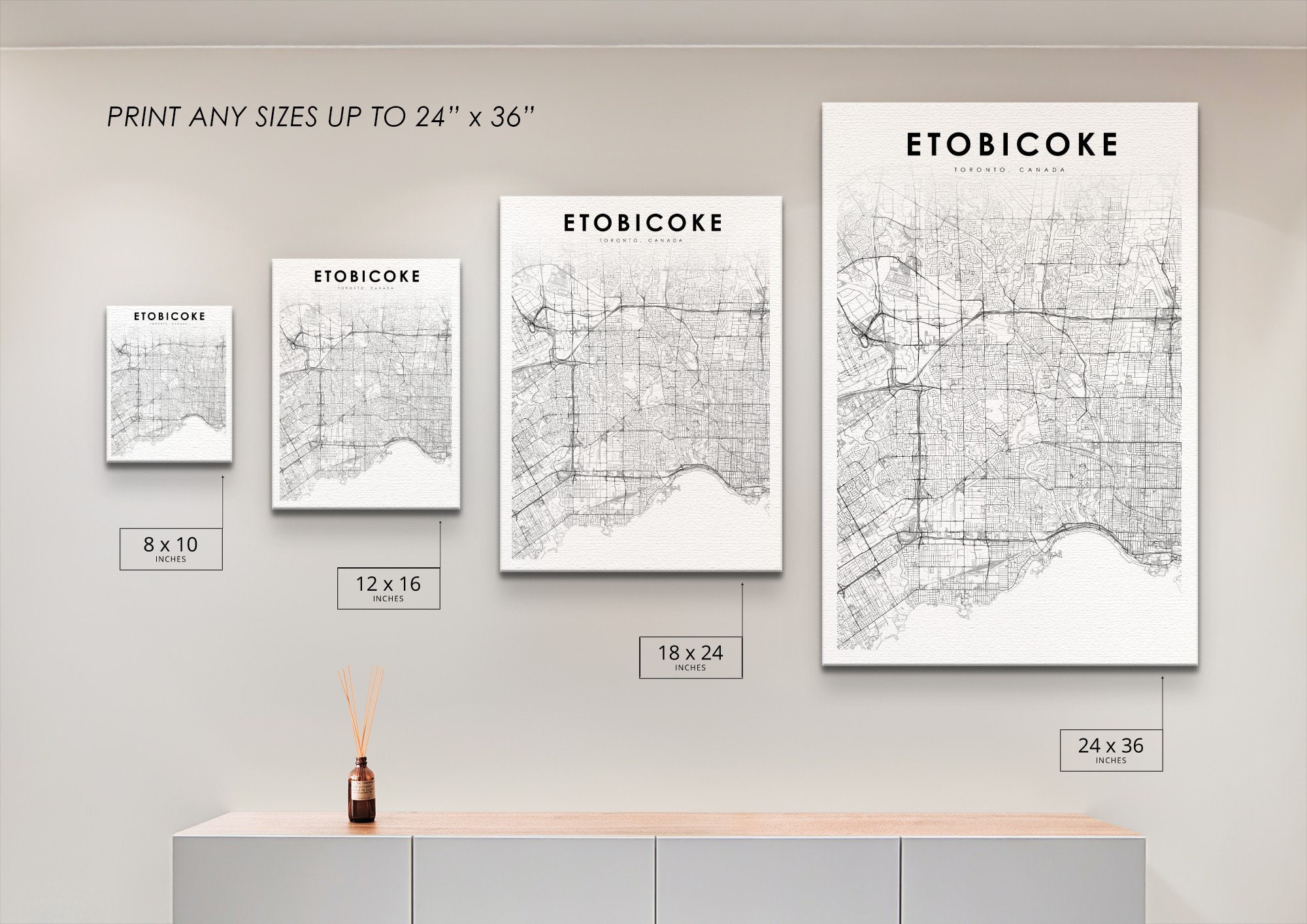 Etobicoke Toronto Map Print Ontario ON Canada Map Art Poster | Etsy