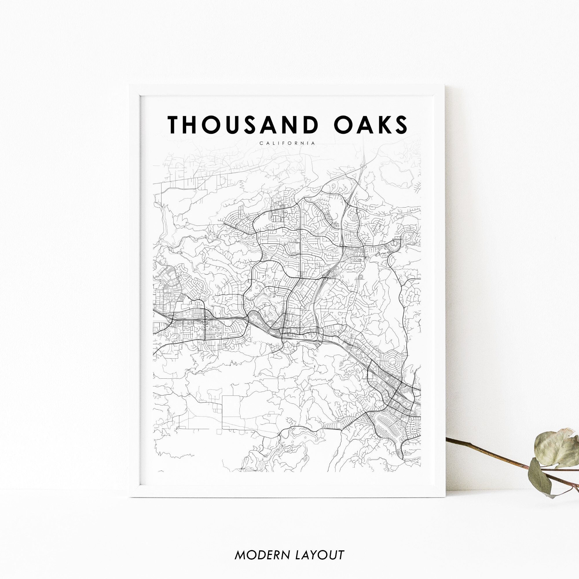 Thousand Oaks CA Map Print California USA Map Art Poster | Etsy