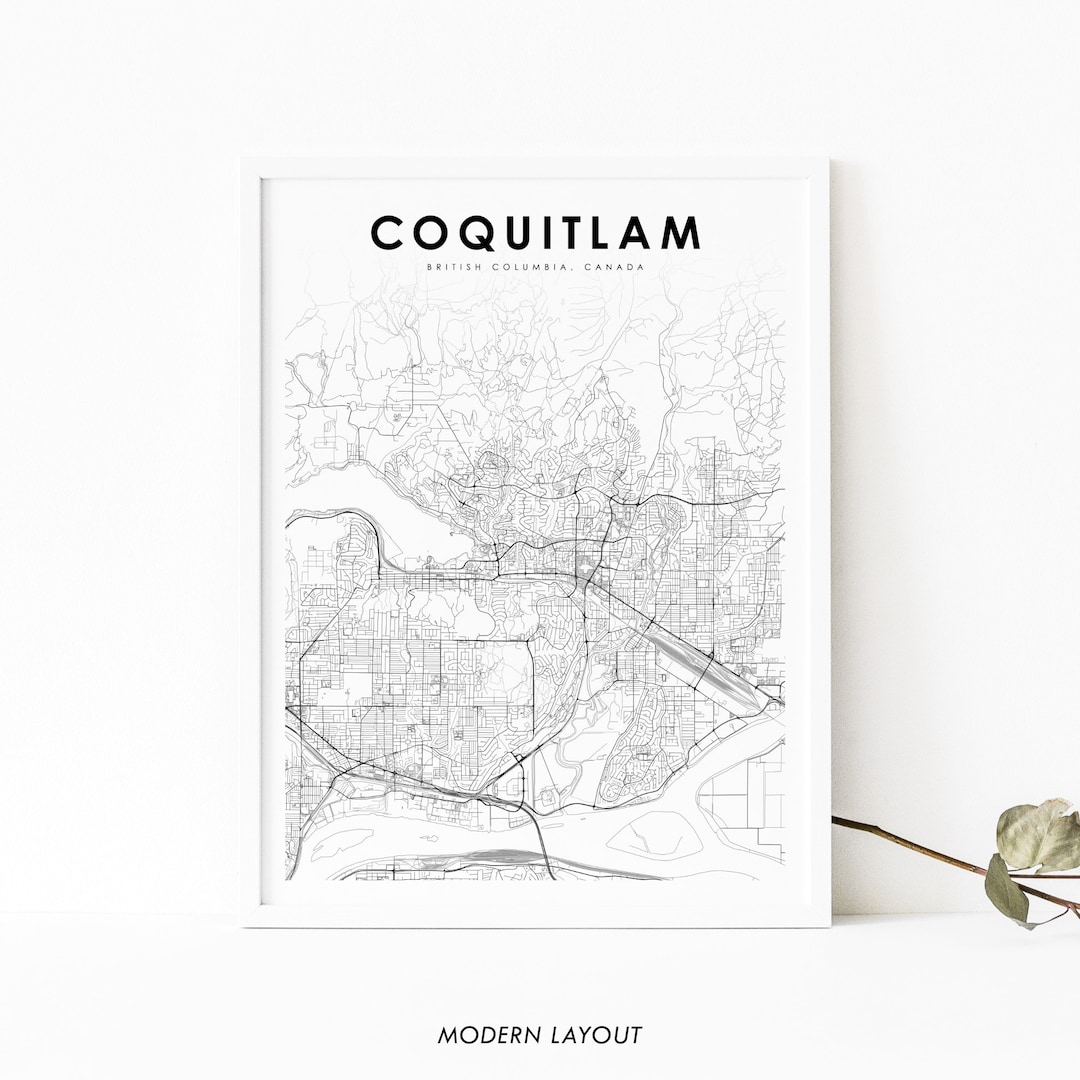 Coquitlam Area BC Map Print, British Columbia Canada Map Art Poster ...