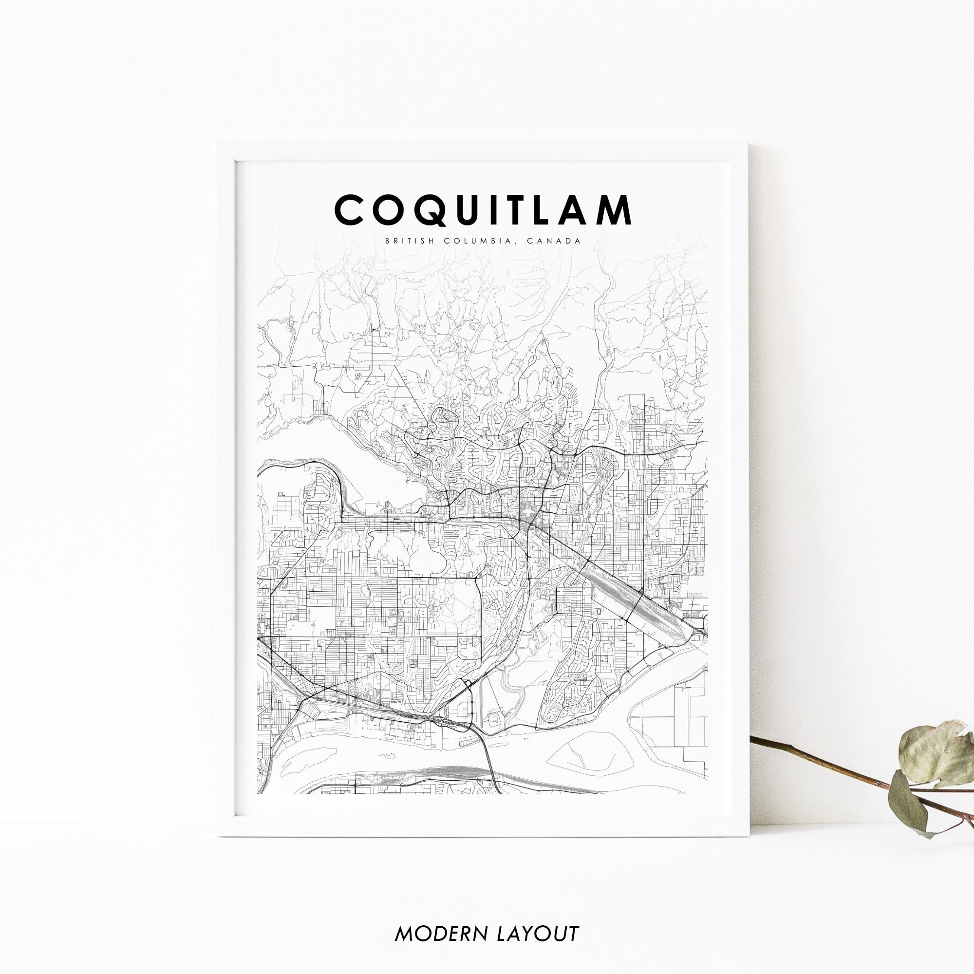 Coquitlam Area BC Map Print British Columbia Canada Map Art | Etsy