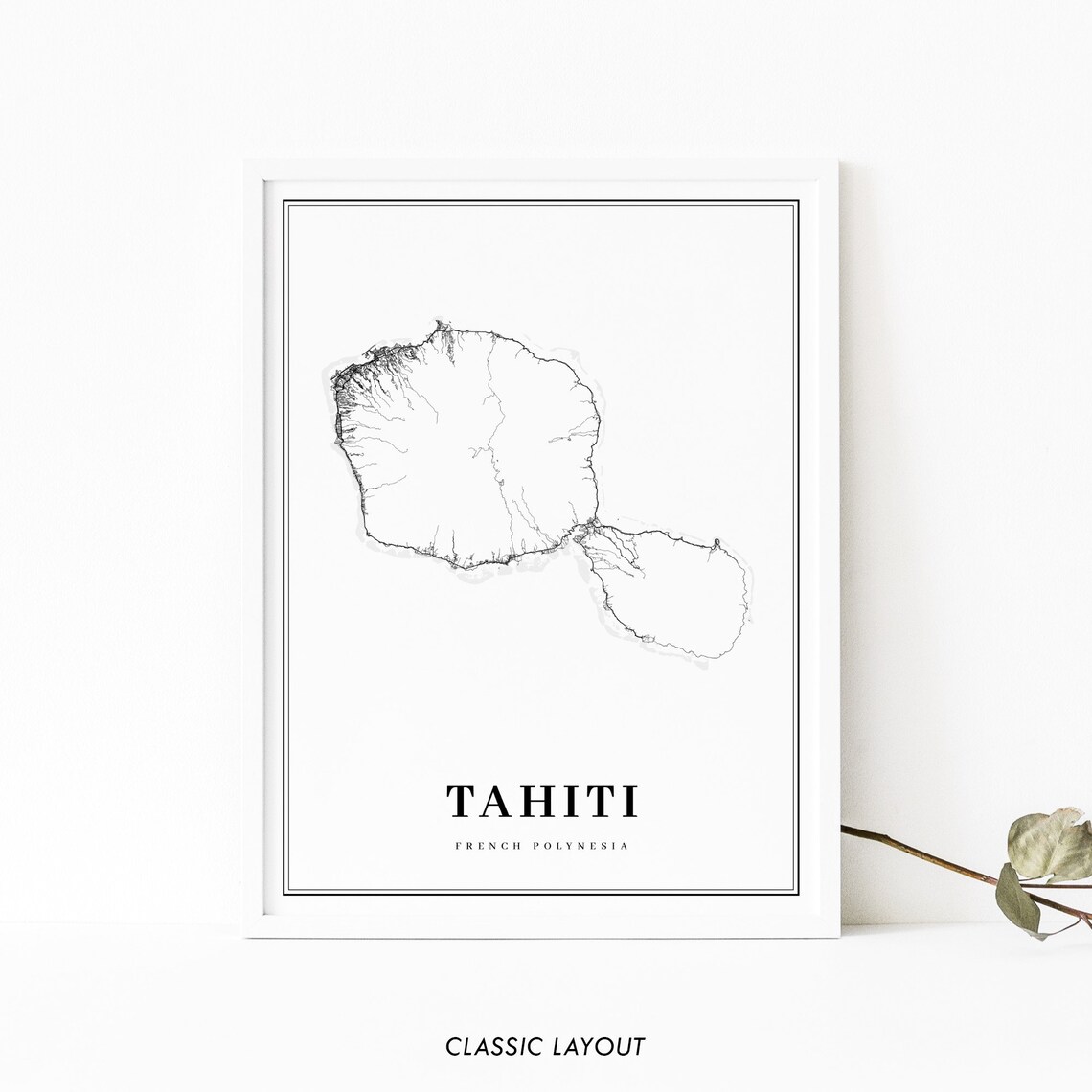 Tahiti Map Print French Polynesia Map Art Poster Otaheite | Etsy