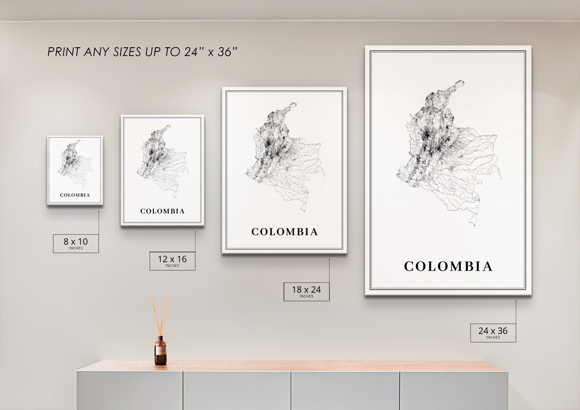 Colombia Map Print Country Road Map Poster Bogota Bogotá - Etsy