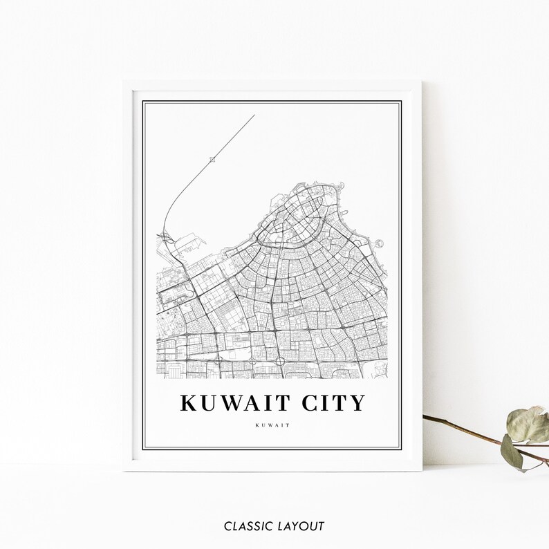 Kuwait City Map Print Kuwait Map Art Poster مدينة الكويت | Etsy
