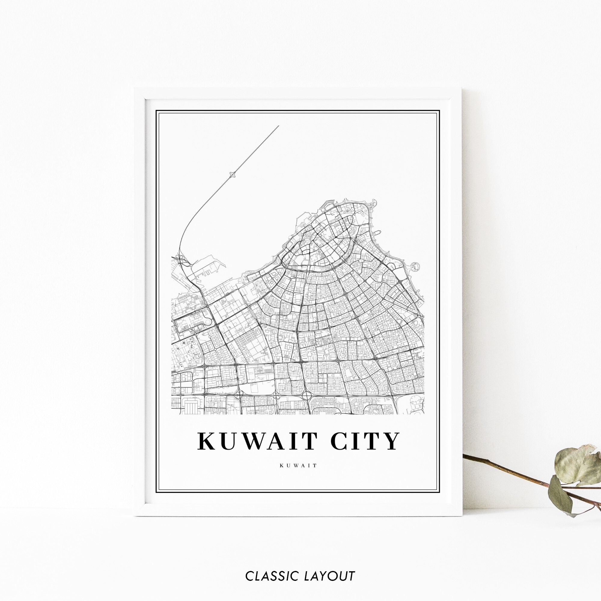 Kuwait City Map Print, Kuwait Map Art Poster, مدينة الكويت Arabian ...