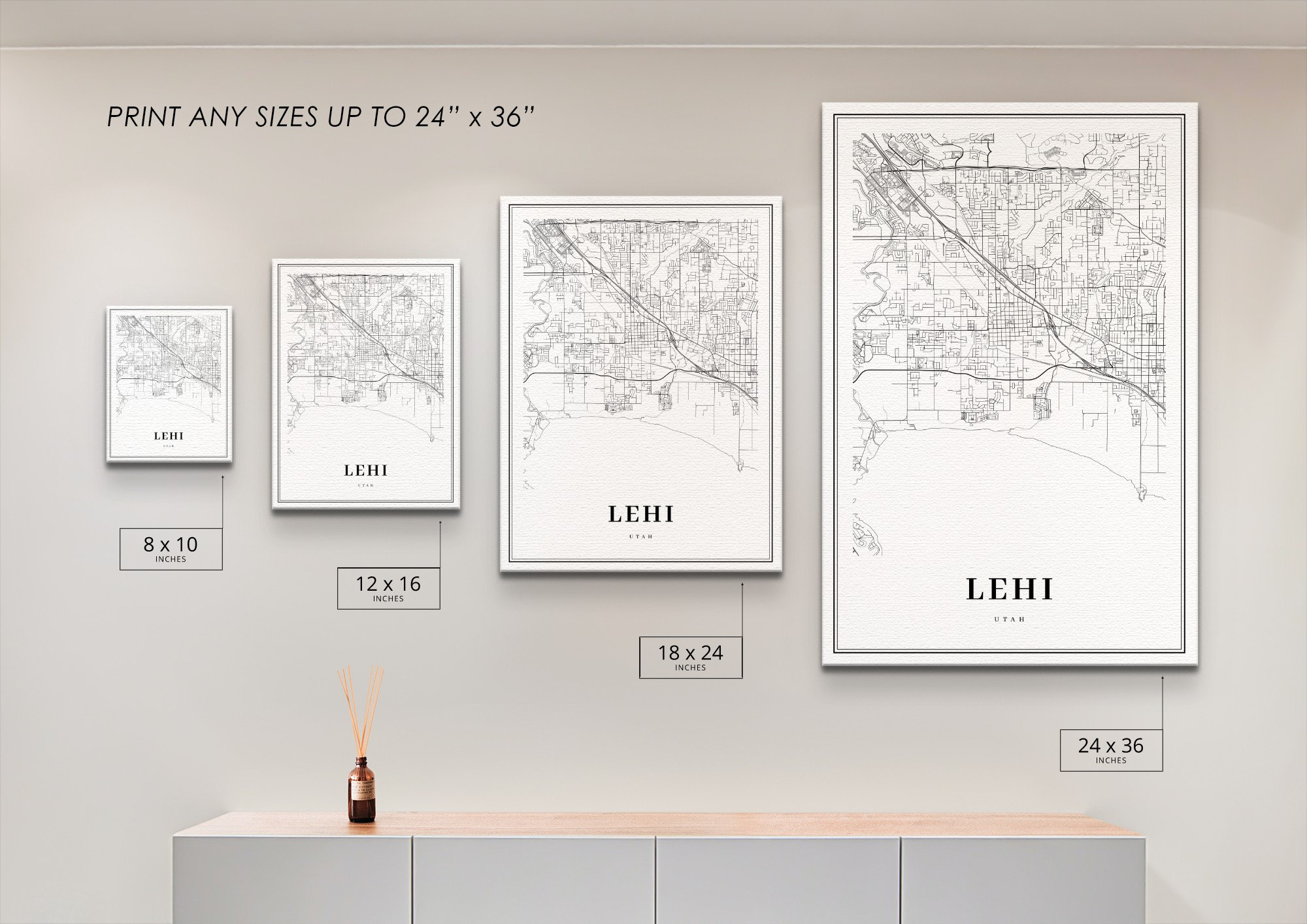 Lehi UT Map Print Utah USA Map Art Poster Provo Orem City | Etsy