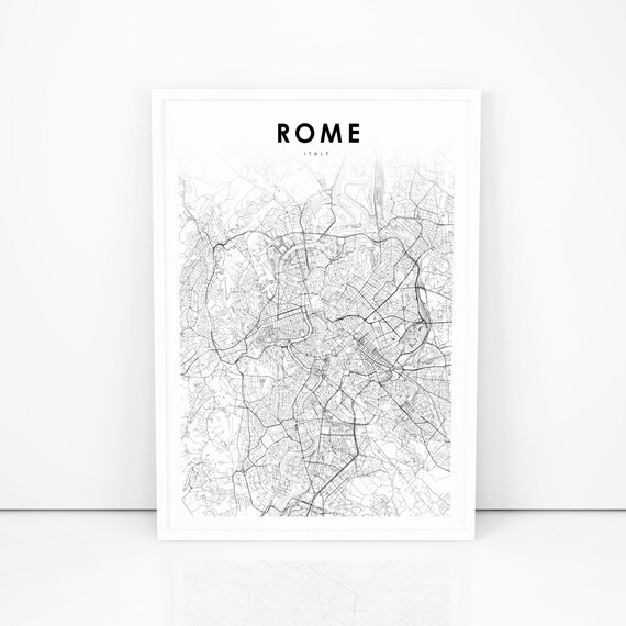 Downtown Rome Italy Map Print Roma Italia Lazio Map Art | Etsy