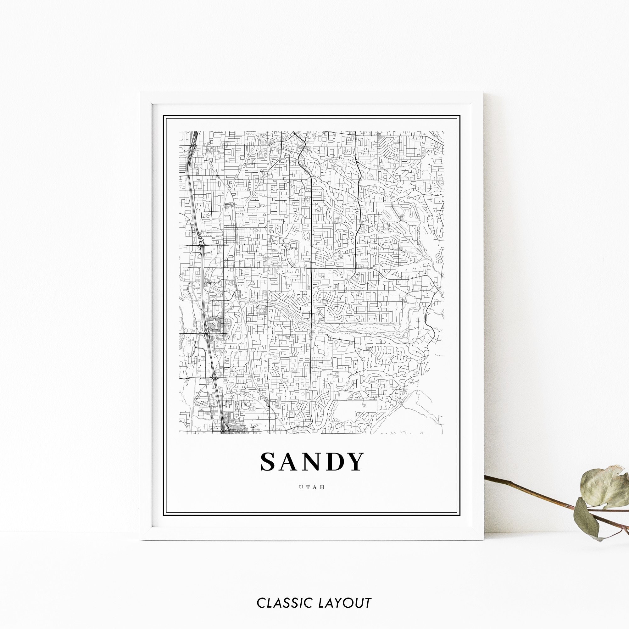 Sandy UT Map Print Utah USA Map Art Poster City Street Road - Etsy