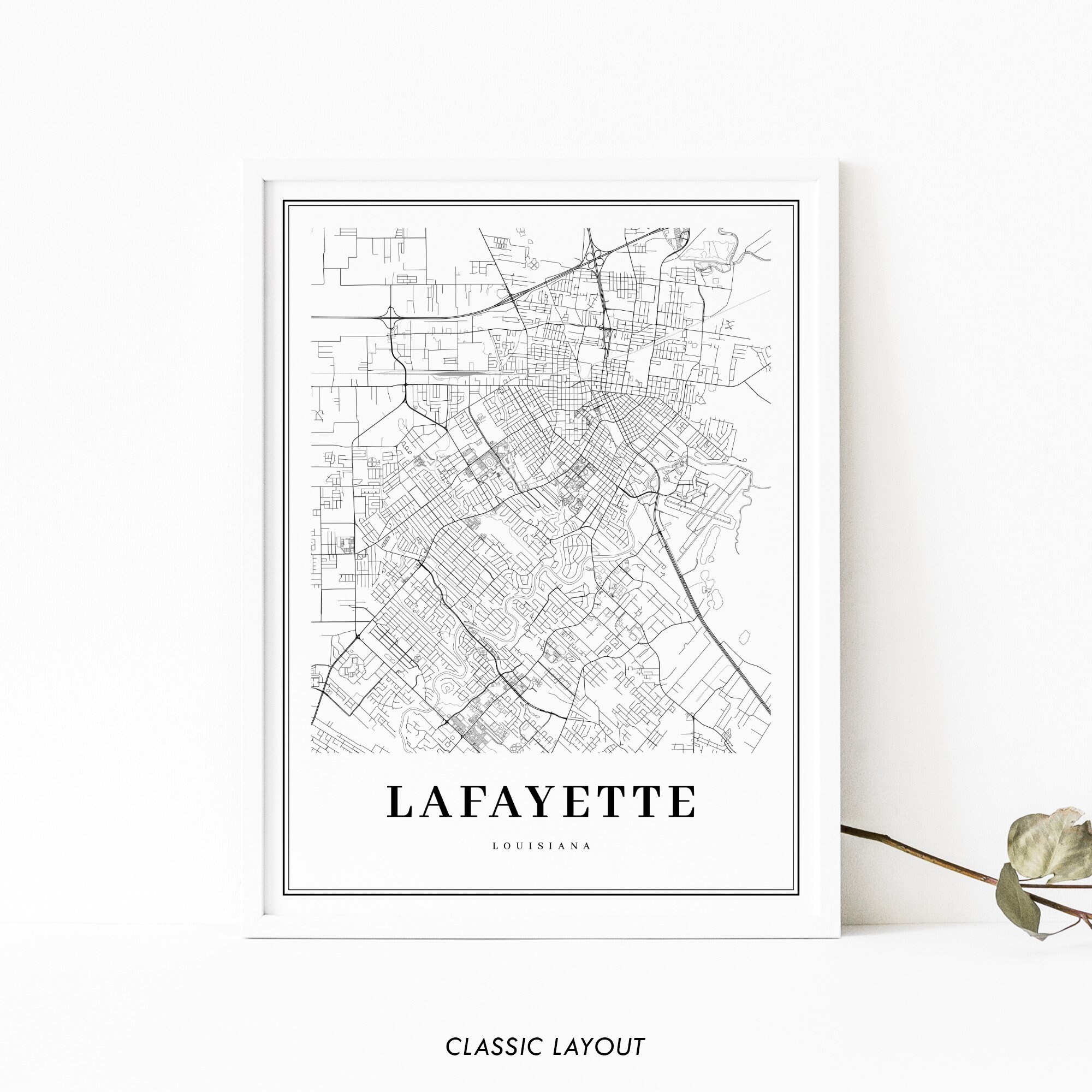 Lafayette LA Map Print Louisiana USA Map Art Poster City | Etsy