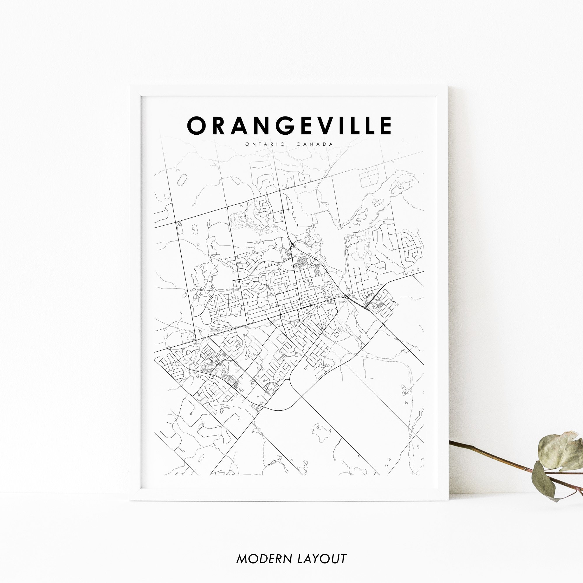 Orangeville Ontario Map Print ON Canada Map Art Poster | Etsy